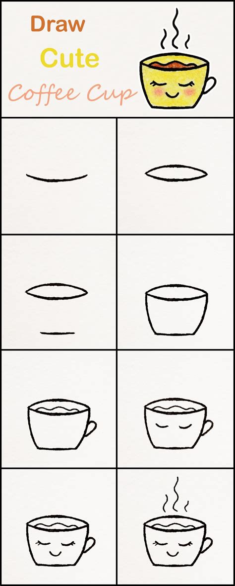 Learn How To Draw A Cute Cup Of Coffee Step By Step ♥ Very Simple