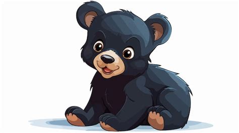 Cute Cartoon Black Bear Cub Illustration For Wildlife Designs Premium