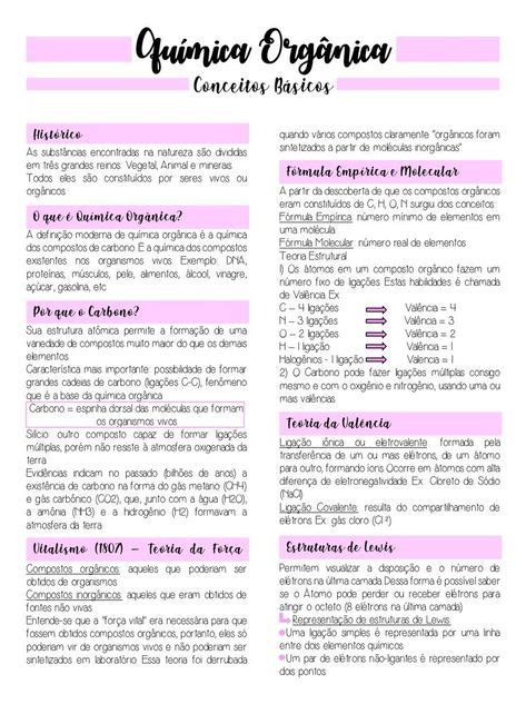Resumo Dos Conceitos Básicos De Química Orgânica Acesse O Material