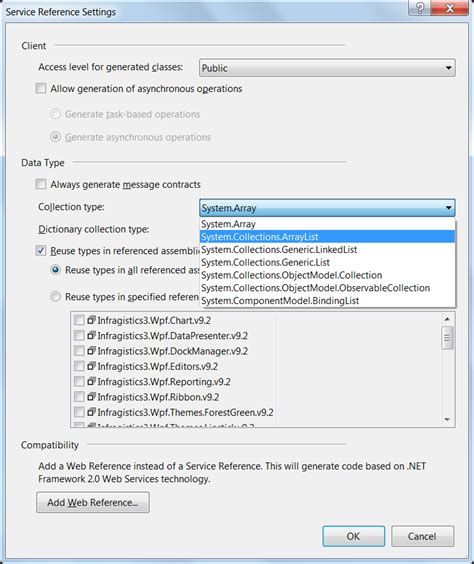 C Wcf Add Service Reference Collection Type Keeps Trying To Use
