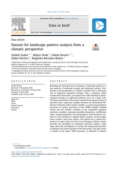 Pdf Dataset For Landscape Pattern Analysis From A Climatic Perspective