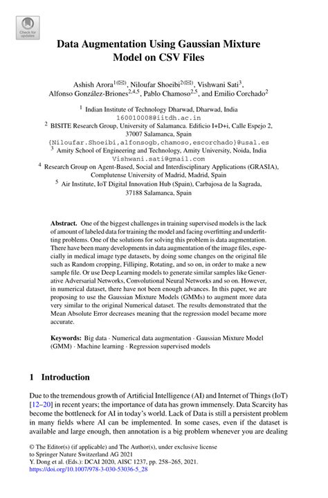 Pdf Data Augmentation Using Gaussian Mixture Model On Csv Files