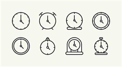 Desain Set Ikon Jam Dan Garis Arloji Tradisional Yang Sederhana