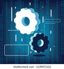 Technology Gears Binary Code Digital Stock Vector Royalty Free