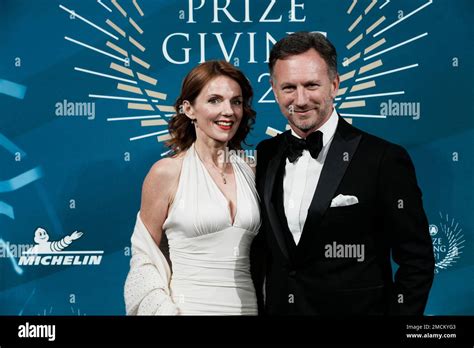 Red Bull Team Chief Christian Horner And His Wife Geri Halliwell Pose