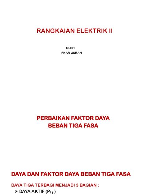 5 Daya Faktor Daya Dan Perbaikan Faktor Daya Tiga Fasa Pdf