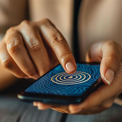 Woman Uses Fingerprint Identification On Smartphone Premium Ai