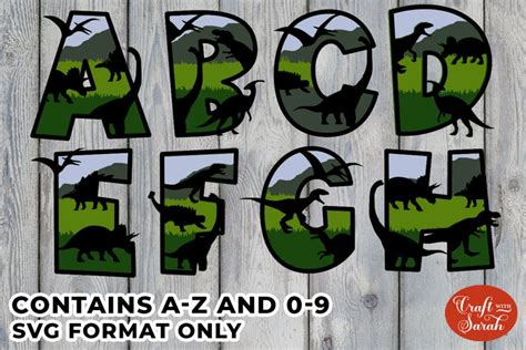Dinosaur Layered Alphabet A Z 0 9 Alphabet SVGs