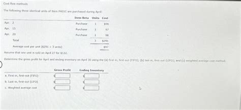 Solved Cost Flow Methods The Following Three Identical Units Chegg Com