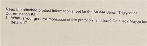 Solved Read The Attached Product Information Sheet For The
