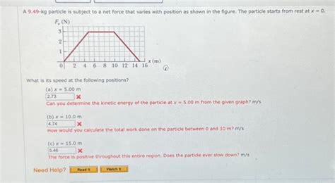 solved a 9 49 kg particle is subject to a net force that