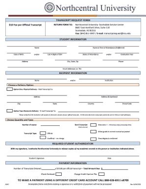 NCU Transcript Request Form Fill And Sign Printable Template Online