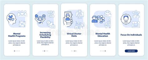 Mental Health Trends At Work Light Blue Onboarding Mobile App Screen Stock Vector Illustration