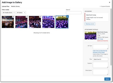 acf how to use the gallery field