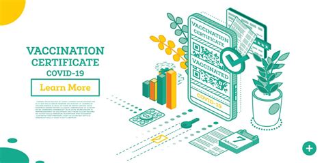 Smartphone Showing Vaccination Certificate On Vector Image