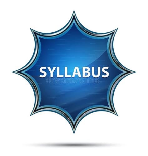 syllabus magical glassy sunburst blue button stock illustration