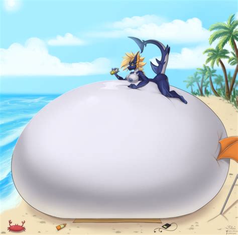 Rule 34 Amber Eyes Anthro Beach Blonde Hair Blue Skin Breasts