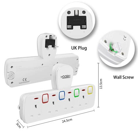 Mscien Plug Extension Individually Switched Multi Plug Adaptor Way Plug Adapter UK Wall