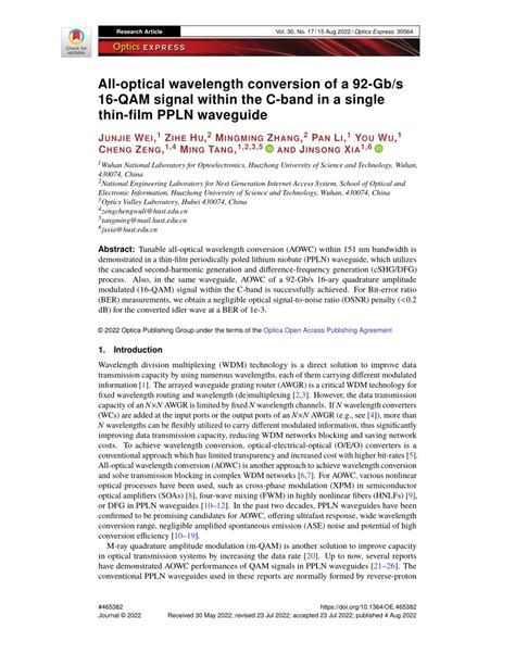 Pdf All Optical Wavelength Conversion Of A 92 Gb S 16 Qam Signal Within The C Band In A Single
