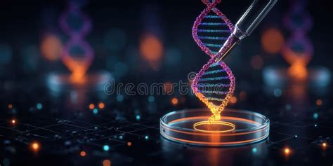 Dna Strand Gene Editing Laboratory Genetic Research Biotechnology Glowing Futuristic Science