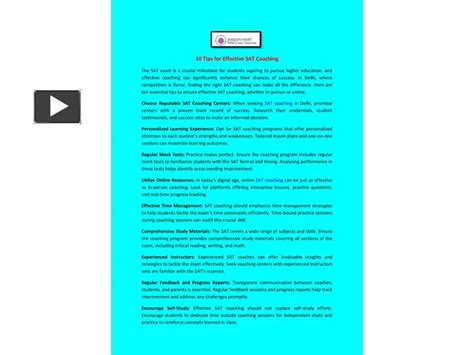 10 Tips For Effective Sat Coaching Presentation Free To Download