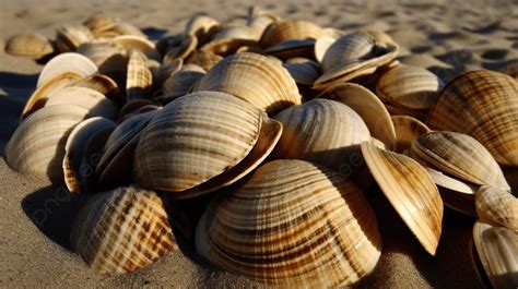 Clams Shells On The Beach In Late Afternoon Background Pictures Of Clam Shells Background Image