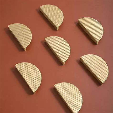 1 Pair Of Patterned Brass Semi Circle Handles2 X Demi Lune Drawer Pullslarge Cabinet Handles