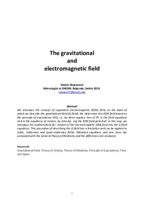 Pdf The Gravitational And Electromagnetic Field