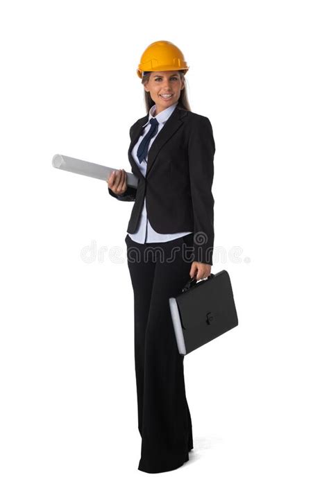 Female Architect Holding Blueprints Stock Image Image Of Constructor Engineer 255898613