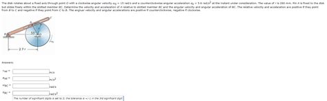 solved the disk rotates about a fixed axis through point