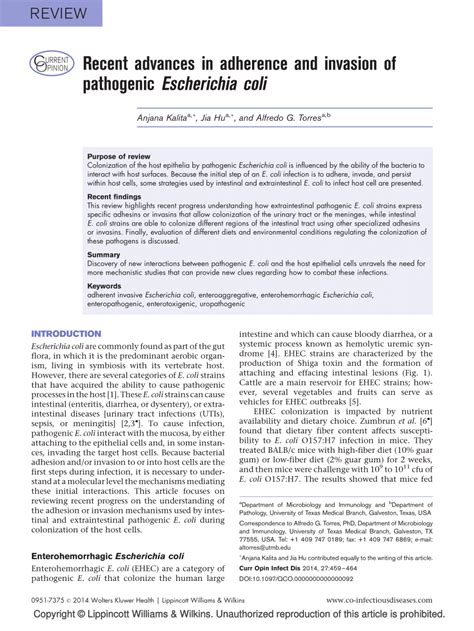 Pdf Recent Advances In Adherence And Invasion Of Pathogenic