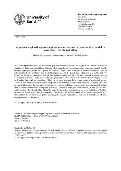 Pdf Spatio Temporal Mining Model For Air Pollution