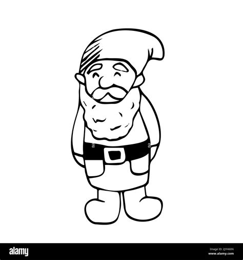 Garden Gnome Hand Drawn Vector Illustration Hand Drawn Dwarf Stock