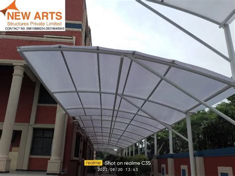 Square Modular Covered Walkway Fabric Canopy For House At 395 Square Feet In New Delhi