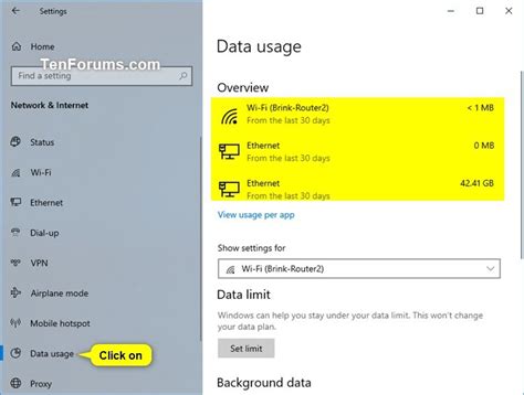 View Network Data Usage Details In Windows 10 Tutorials