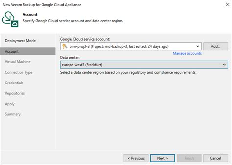 Step 3 Specify Service Account Settings Veeam Backup For Google