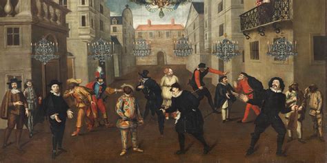 Attribué à Antonio Verrio Les Farceurs français et italiens 1670