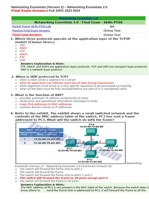Networking Essentials Final Exam Answers Pdf Computer Network Port Computer Networking