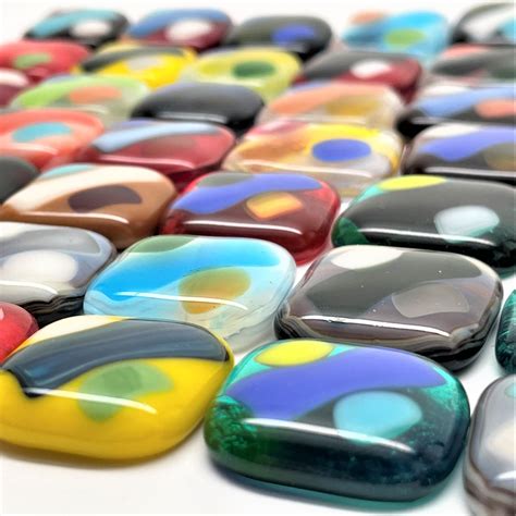 Fused Stained Glass Tiles Med 12pcs Divided Dots Assorted Mosaic