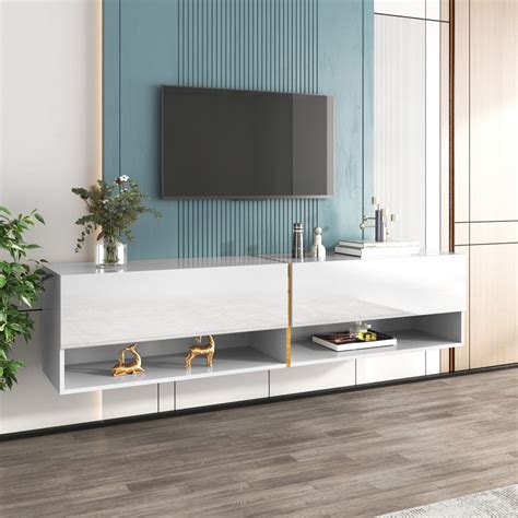 Merax Lowboard Mit Zwei Türen Und Offenen Fächern Tv Schrank Hochglanz