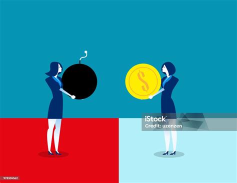 위험 비즈니스 사람과 위험한 거래입니다 컨셉 비즈니스 벡터 일러스트입니다 문자를 평면 만화 스타일의 디자인 경쟁에 대한 스톡