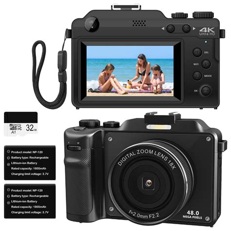 4k Digital Cameras For Photography 48mp Vlogging Webcam Video Camera