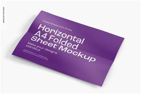 Premium Psd Horizontal A4 Folded Sheet Mockup Right View
