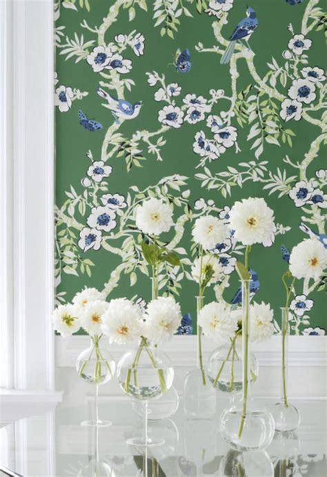 Thibaut Yukio Wallpaper Large Floral Bird Botanical Print Etsy In