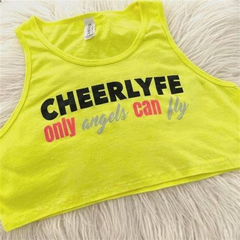 Shirts And Tops Cheerlyfe Only Angels Can Fly Cheer Crop Top Neon