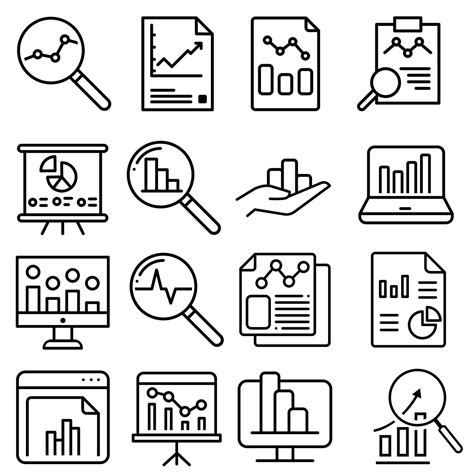Data Analysis Icon Vector Set Profit Graph Illustration Sign Collection Data Science Symbol Or