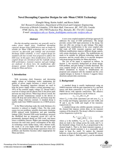 Novel Decoupling Capacitor Designs For Sub 90nm Cmos