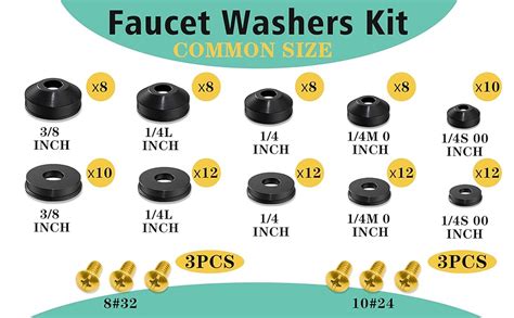 Xbvv 106 Pcs Faucet Washer Assortment Kit With Assorted Flat And
