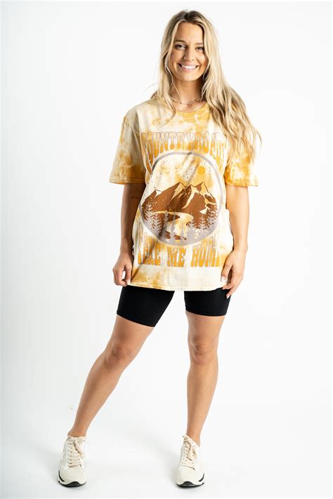 Country Roads Oversized Graphic Tee Earthy Orange Oversized Graphic