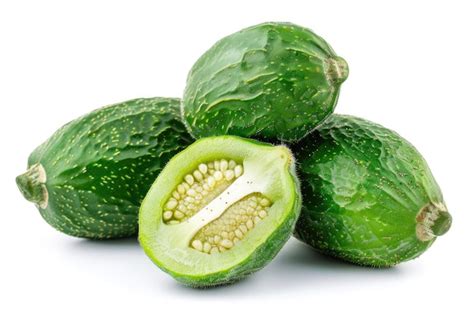 Fresh And Flavorful Feijoa Fruit Isolated On White Background Ideal For